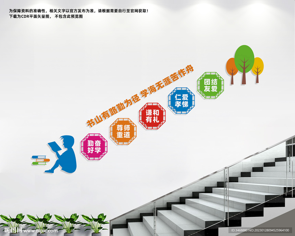 学校楼梯文化墙设计图展板模板广告设计设计图库昵图网