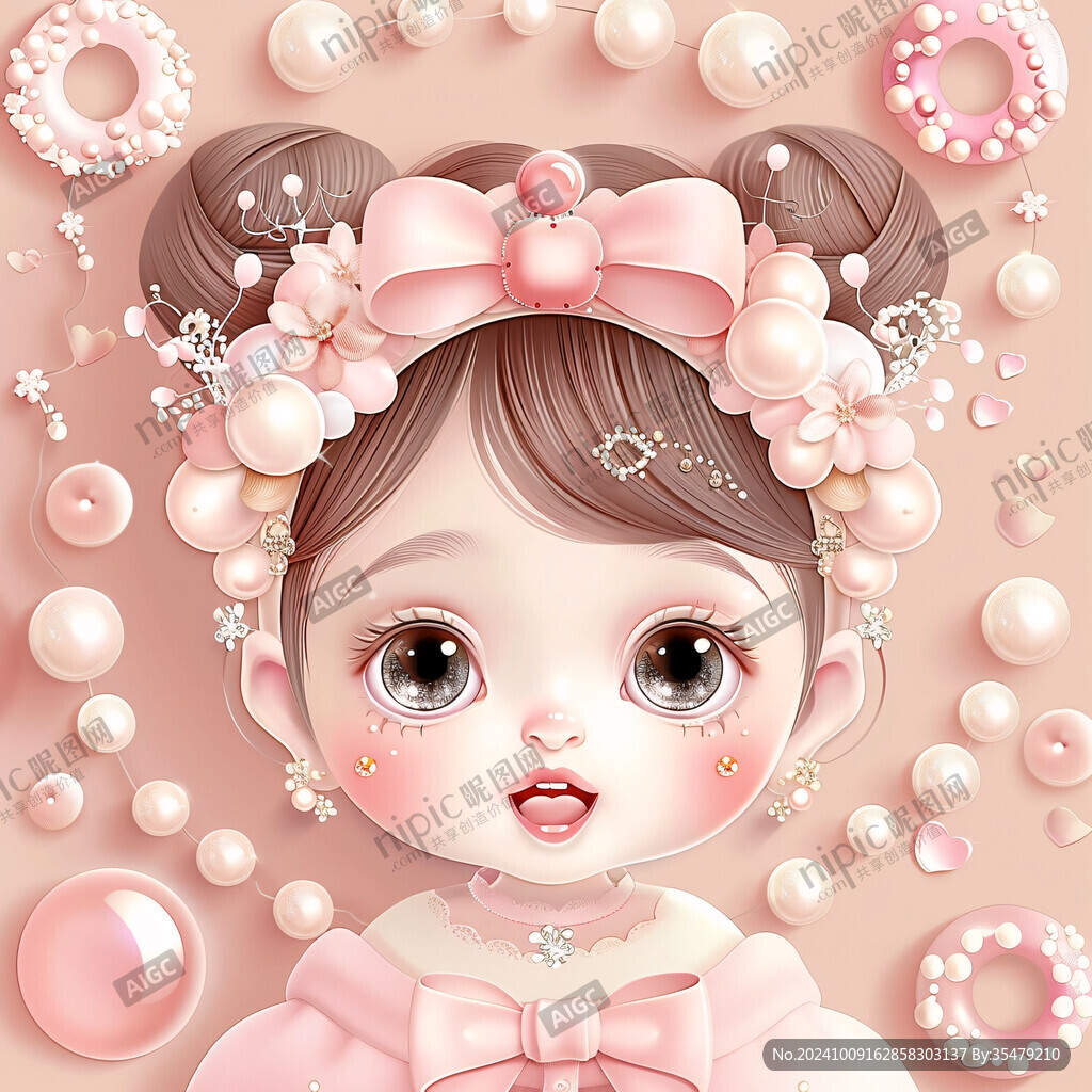 Ai创作图小女孩美容养颜插画 甜美小女孩插画 粉色女孩插画 甜美卡通小女孩 粉色卡通女孩 萌宝卡通女孩 小女孩头像插画 甜美女孩插画 甜美梦幻q版女孩插画 小公主卡通形象小姑娘 卡通娃娃插画