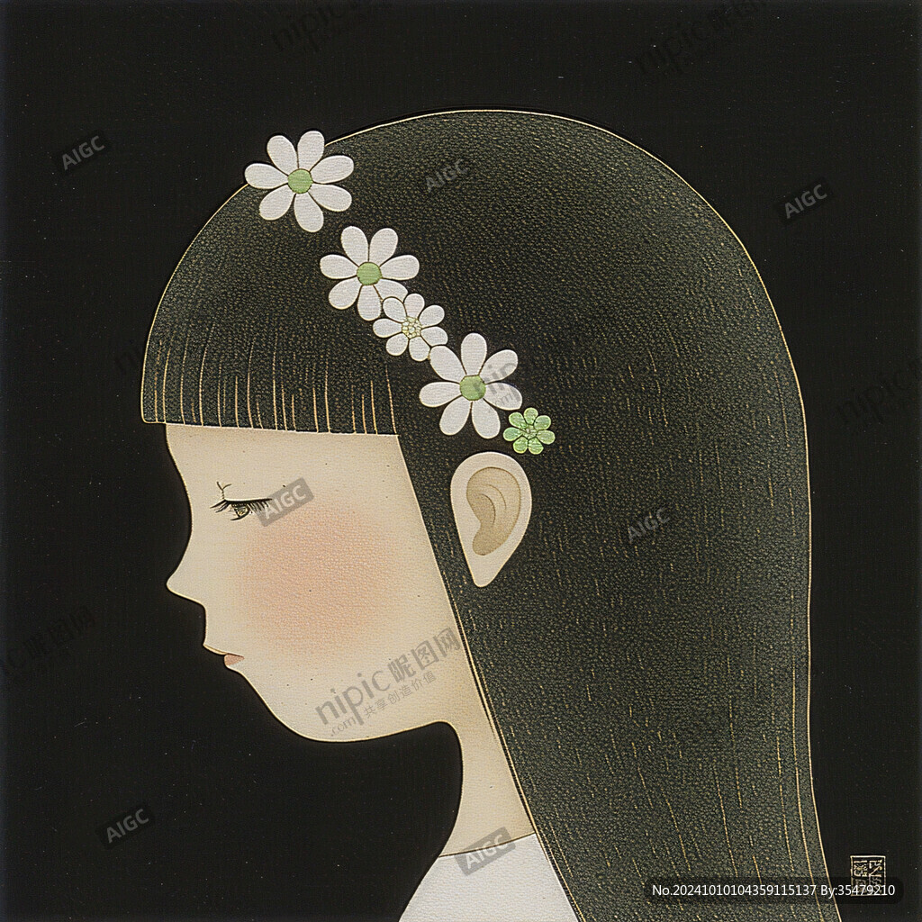 Ai创作图花朵女孩人物素材 小女孩侧脸 女孩和花朵插画 花卉女孩头像 少女与花插画 怡然自得的小女孩插画 韩国女孩插画 女孩插画装饰画 小女孩鼠标垫图案 小女孩头像插画 蒲公英的约定女孩插图