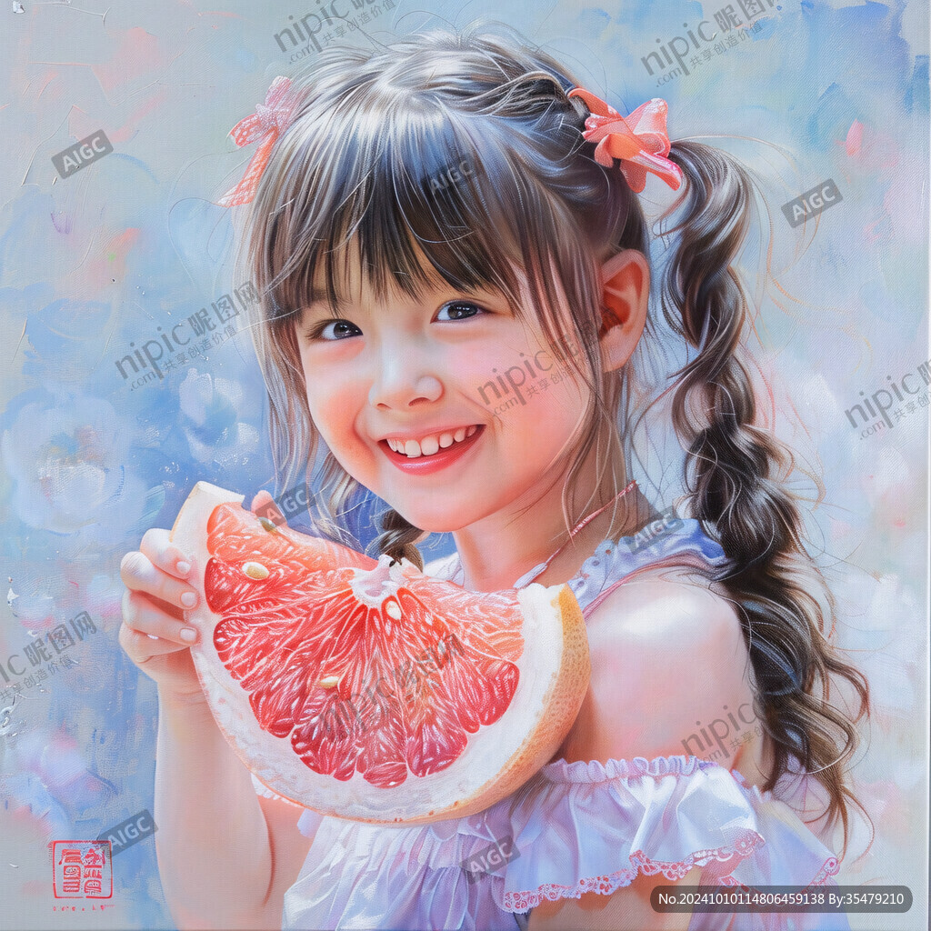 Ai创作图捧西瓜女孩绘画 桃子上的小女孩插画 抱着西柚的女孩 水彩吃西瓜女孩 西瓜水蜜桃卡通女孩 西柚装饰画 手绘西瓜与小孩 手绘水果女孩 水果女孩插画 吃西瓜插画 原创草莓妹插画 水蜜桃女孩