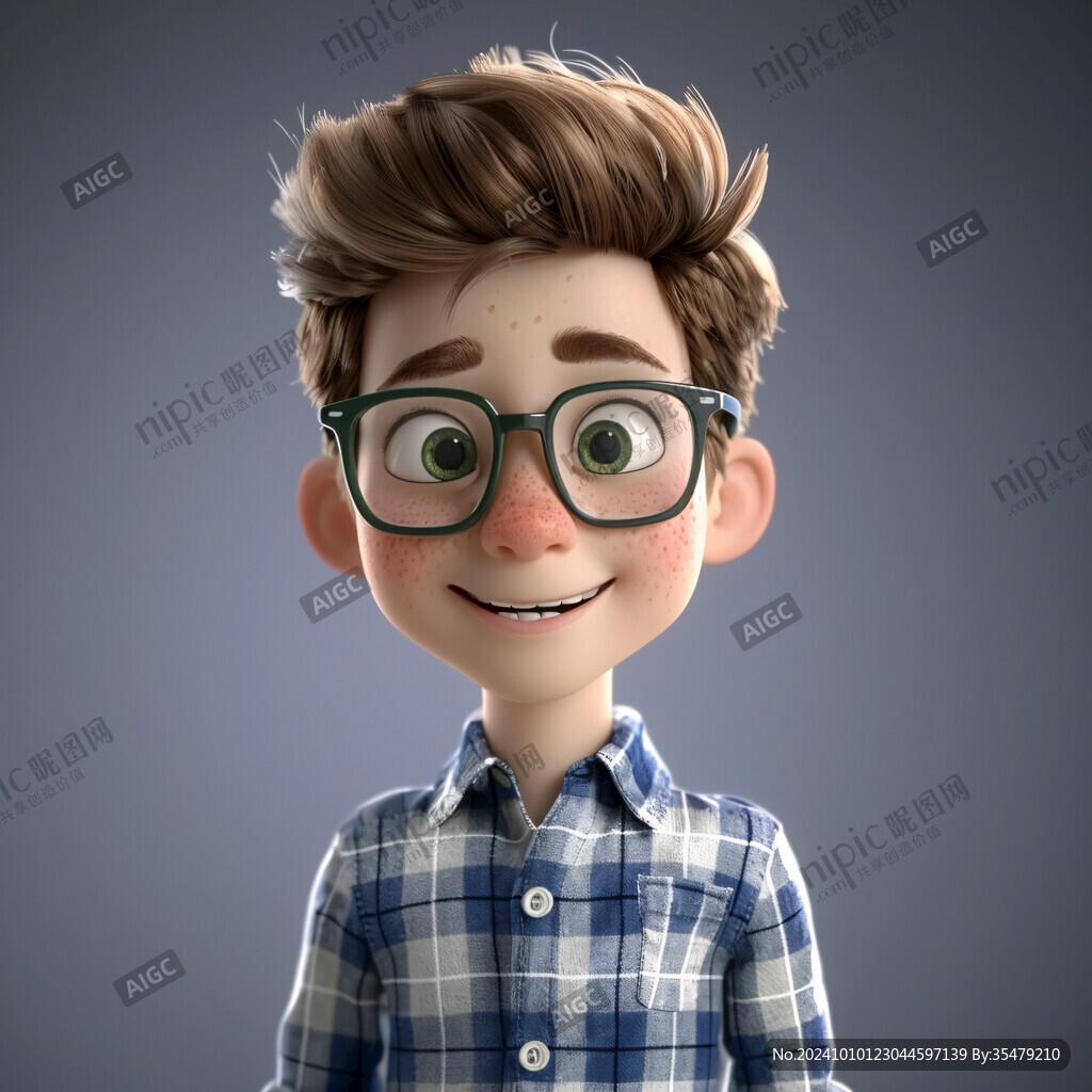 AI创作图开心男孩头像 卡通写实人物 写实卡通人物 卡通写实漫画人物设计 3d效果男孩 卡通眼镜男孩 帅气的卡通小男孩 原创卡通智能小子 卡通 ...
