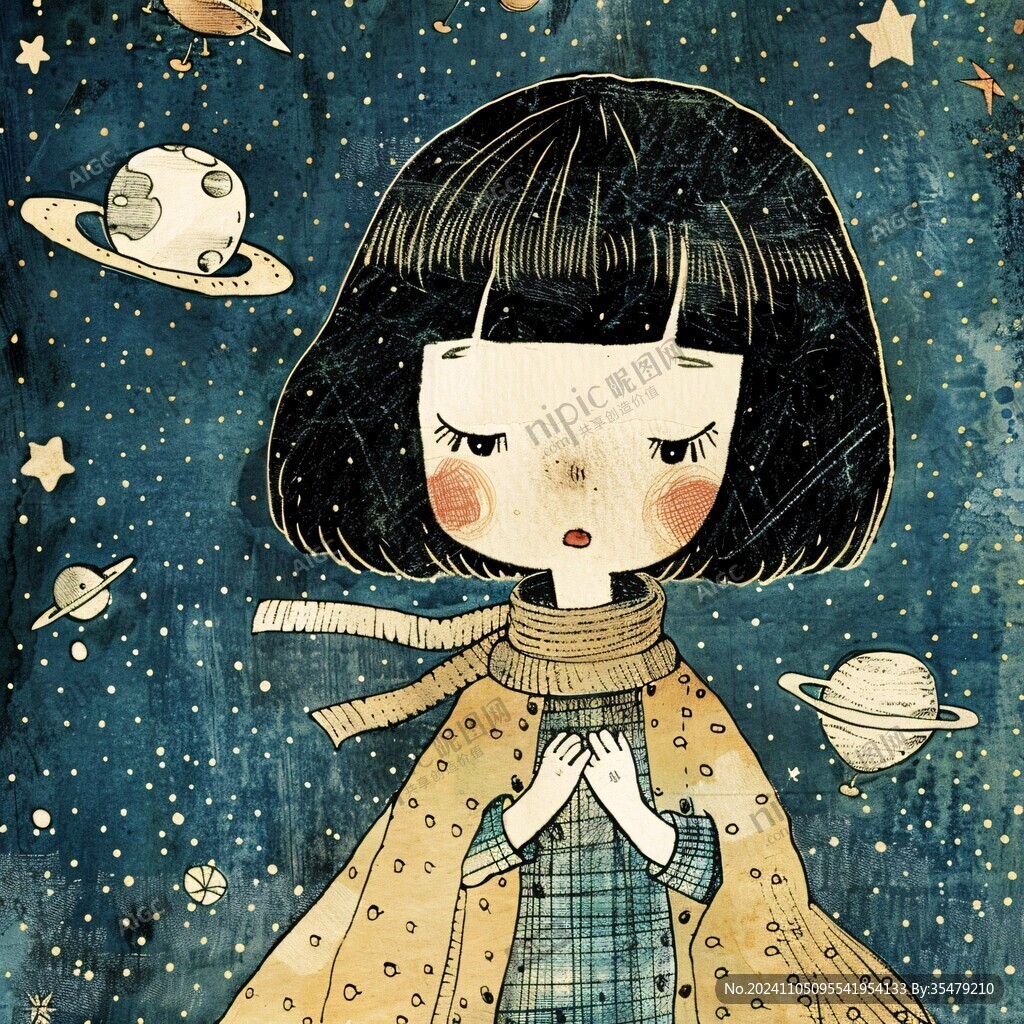 Ai创作图星空女孩插画 宇宙女孩插画 文艺梦境小女孩手绘 文艺小女孩插画 太空女孩星球本子 卡通女孩太空图案 小女孩儿插 宇宙星空星球小女孩 小女孩系列插画 卡通女孩太空插画 太空小女孩图案