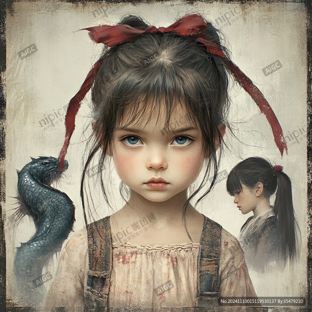 Ai创作图高精女孩原画稿 龙年小女孩插画 小女孩墙纸 插画小女孩 3d女娃 复古娃娃素材 古装小女孩头像 小姑娘人偶 Cg头像 古代小女孩