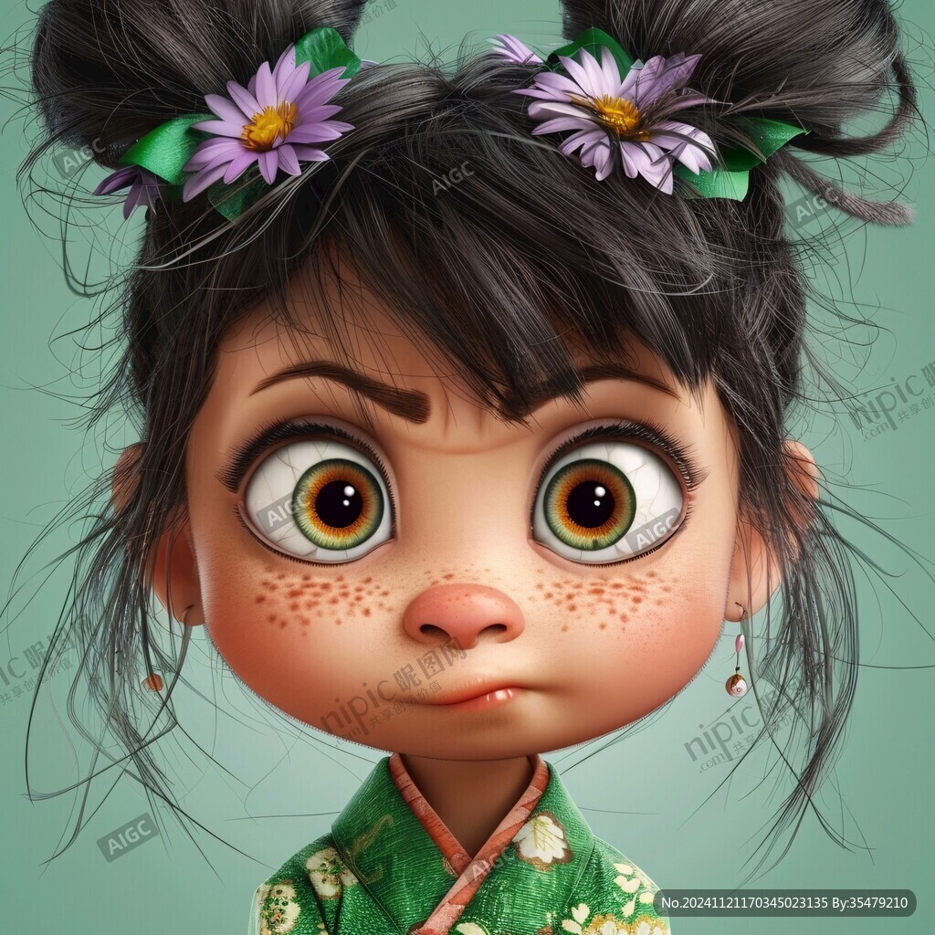 Ai创作图小女孩儿插 卡通写实人物 写实卡通人物 卡通写实漫画人物设计 儿插女孩 卡通中国风小女孩 Cg头像 3d卡通女孩 传统卡通小妹 写实漫画人物 卡通囡囡 哪吒头 卡通日本女孩 呆萌小