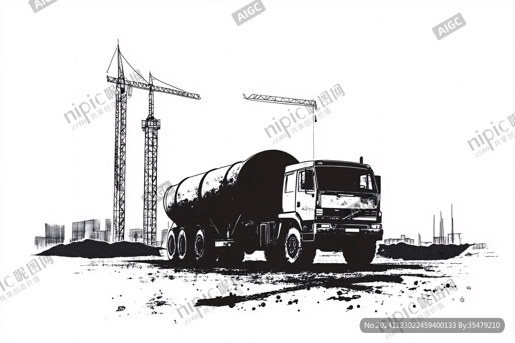 Ai创作图一列油罐车 运送沥青车 油田工地剪影 水泥搅拌车插图 石油运输车 运沥青车 运油车 卡车油罐车 罐注车 油罐车队 油油罐车 油田运输