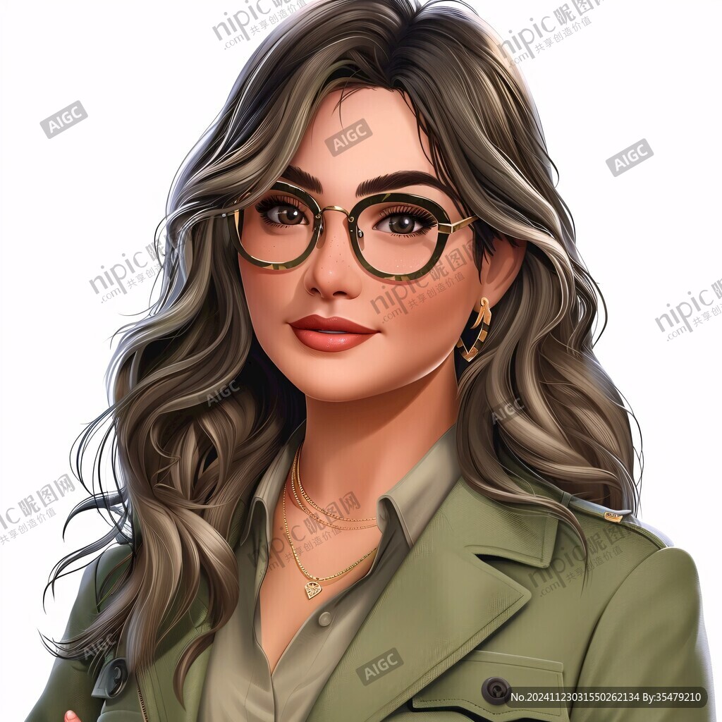 Ai创作图插画人物戴眼镜女孩 眼镜女孩插画 头像插画定制 插画半身像 人物头像美女插画 戴眼镜女孩插画 卡通写实人物 墨镜人物插画 人物半身插画 板绘人像 数字肖像插画 卡通写实漫画人物设计