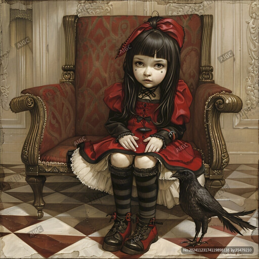 Ai创作图原创卡通小红帽 欧风儿童插画 小红帽女孩 小女孩插画小场景 高精女孩原画稿 小女孩儿插 红衣服小女孩 小女孩系列插画 插画小女孩 Cg绘画作品 小女孩装饰画 小女孩q版 抱猫的小女孩