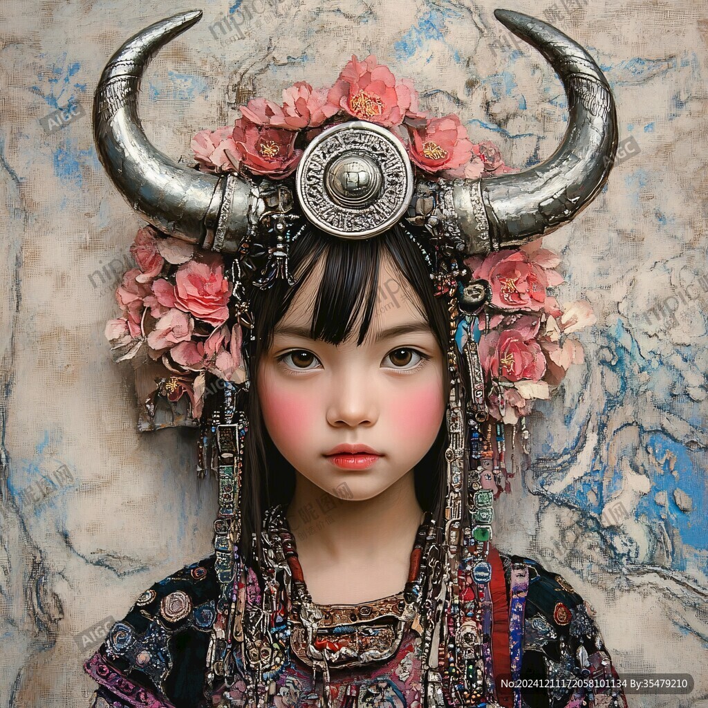 Ai创作图苗族小姑娘 苗族人头像 手绘苗族女孩 手绘苗族少女 少数民族少女头像 蒙古女孩头饰 名族少女 壮乡小女孩 非物质文化化妆妆容 西部苗族女孩 苗族男孩女孩 盛装苗族女孩 壮族小女孩