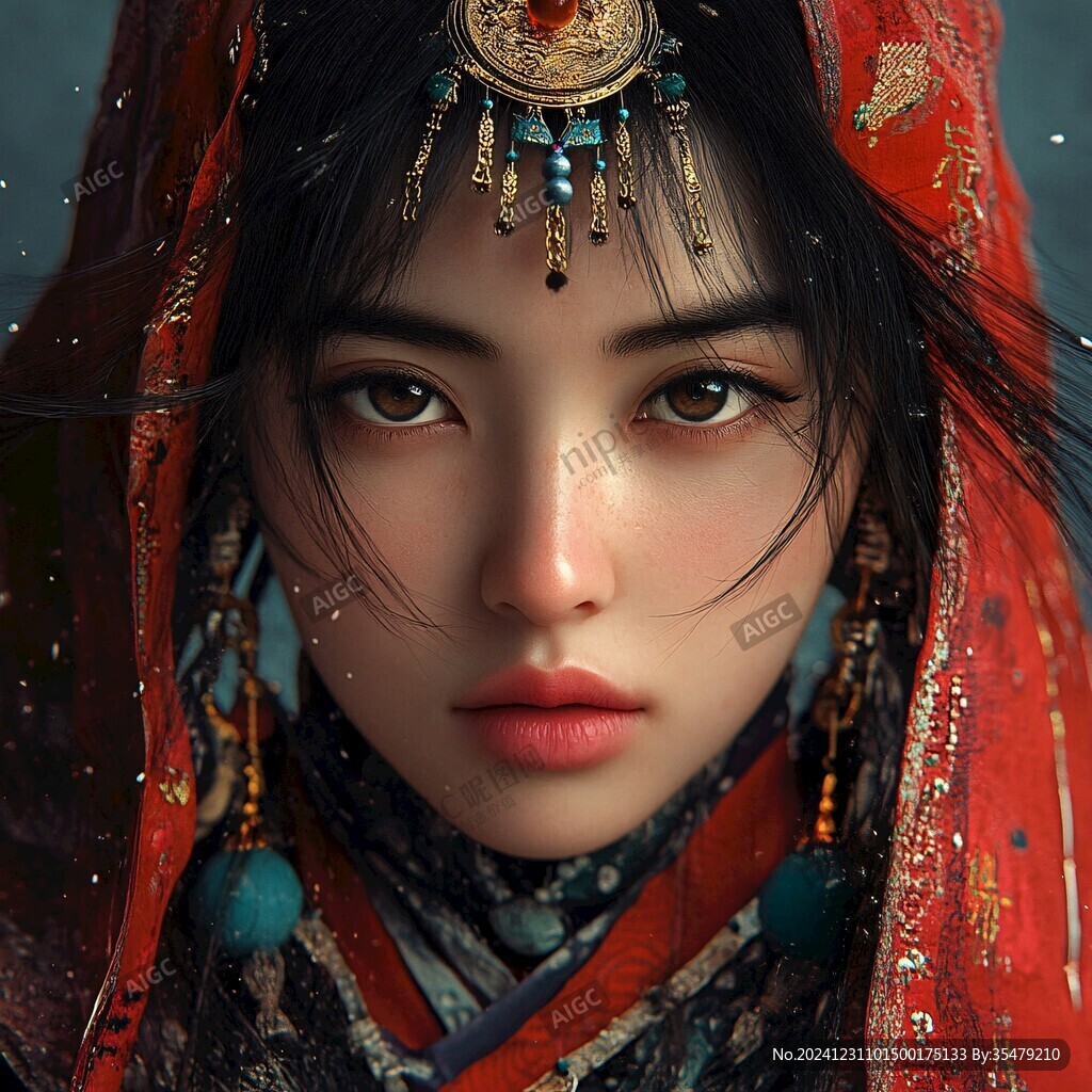 AI创作图cg头像 cg艺术 cg插画 丐妹 写实人物插画 厚涂头像 东方女性东方人物 cg绘画 东方女性人物 楼兰姑娘 cgi渲染 cg艺术家 东方玄幻 名族少女 人物原画nipic.com-昵图网