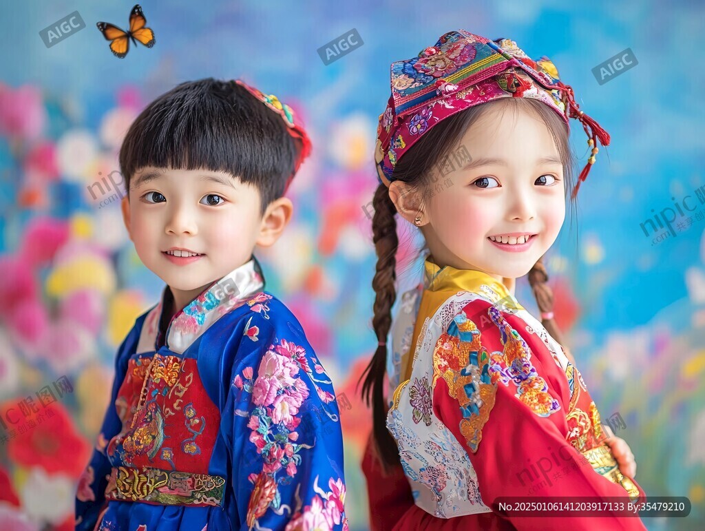 Ai创作图满族男孩女孩 锡伯族男孩女孩 汉服男孩女孩 汉族男孩女孩 土族男孩女孩 儿童缪拍套餐 达斡尔族男孩女孩 蒙古族男孩女孩 京族男孩女孩 白族男孩女孩 赫哲族男孩女孩 哈萨克族男孩女孩
